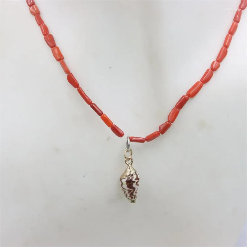 Choker Fashion Trendy Jewelry Luxury Bohemian Natural Red Coral Chain Sea Snail Shell Dangle Necklace Design For Women Charm Party Gift From 12 52 DHgate