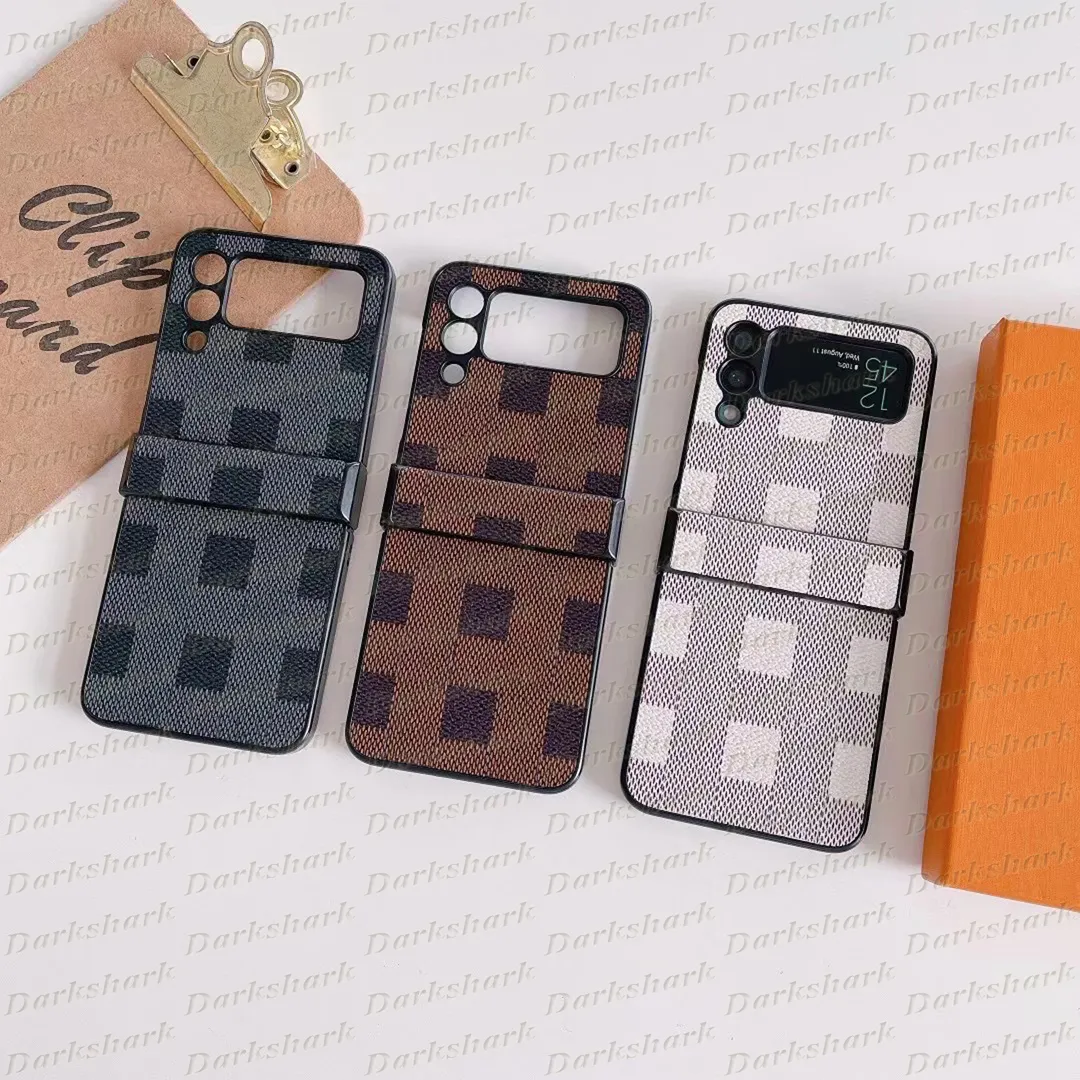 Top Classic Grid Print Phone Case for Samsung Galaxy Z Flip 5 4 3, PU ...