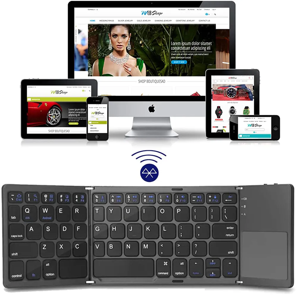 Ultra-Compact Tri-fold Portable Bluetooth Keyboard, Wireless Foldable ...