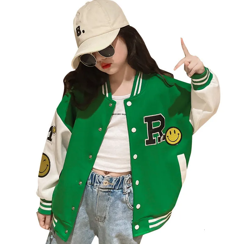 Girls' Baseball Uniform Jackets, Spring Autumn Kids Cardigans, Fashion ...
