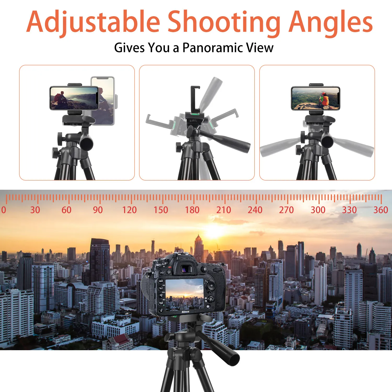 DHgate.com:55" Tall Phone Tripod with Remote Shutter and Universal Clip ...