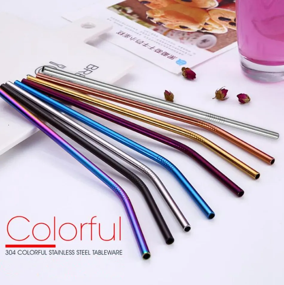 Reusable Stainless Steel Straws - Colorful Metal Drinking Straws, 21 ...