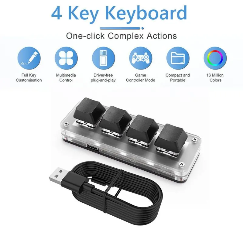 Programmable Macro Keyboard Knob USB RGB 3 Key 1 Knob Mini Gaming ...