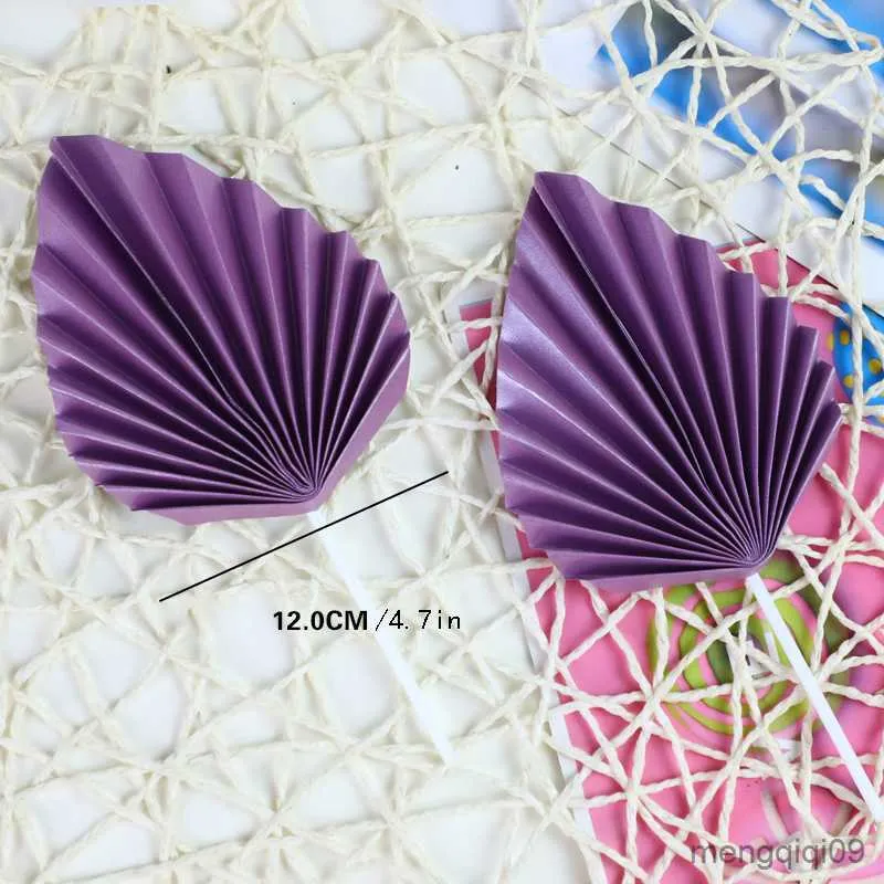 DHgate.com:4Pcs Leaf Paper Fan Cake Topper, Happy Birthday Decoration ...