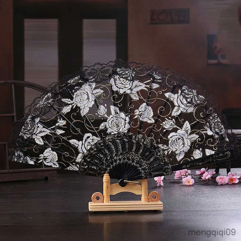 DHgate.com:Exquisite Lace Folding Fan for Dance, Home Decor - Red Rose ...