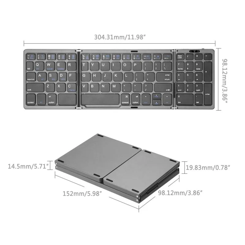 Folding Bluetooth Wireless Keyboard Foldable Numeric Keypad Number Pad ...