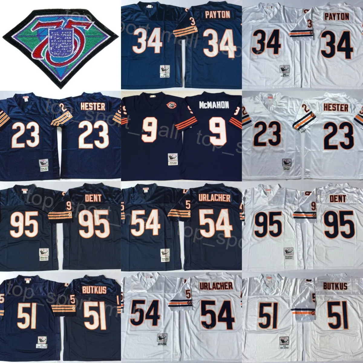 1979 1985 Retro Football 9 Jim McMahon Jersey 75th Anniversary 23 Devin ...