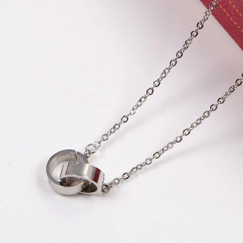 18K Gold Double Loop Heart Pendant Necklace For Women, 316L Stainless ...