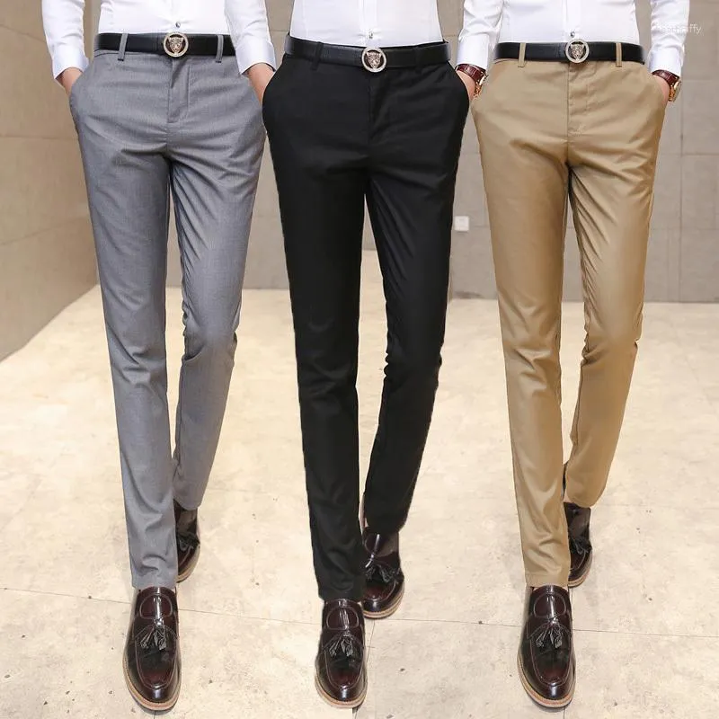 Men's Stretch Formal Pants, Black, Blue, Grey, Autumn Thick, Spring ...