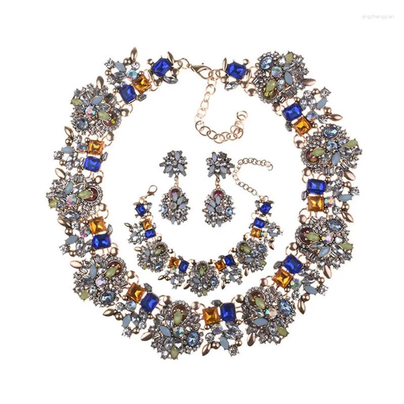 Pendant Necklaces Costume Jewellery Set Women Jewelry Crystal Chunky Rhinestone Statement Necklace And Earrings Bracelet Conjuntos De From 15 84 DHgate