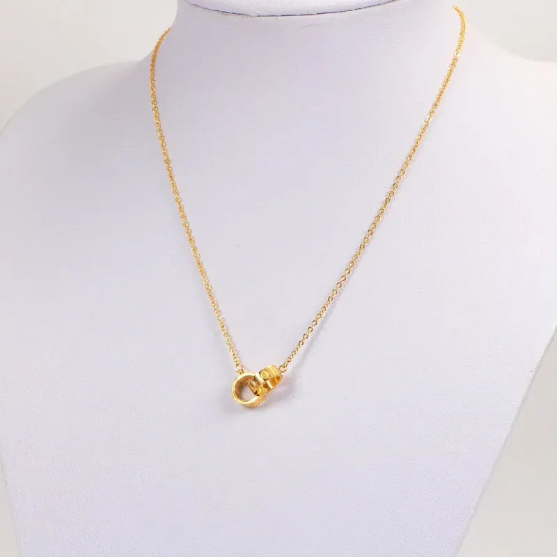 18K Gold Double Loop Heart Pendant Necklace For Women, 316L Stainless ...