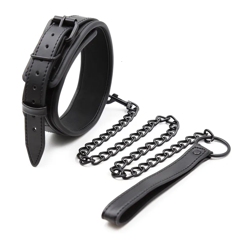 Bondage Bdsm Collar Leather And Iron Chain Link Bdsm Slave Collars Women Sex Toys For Couples ...