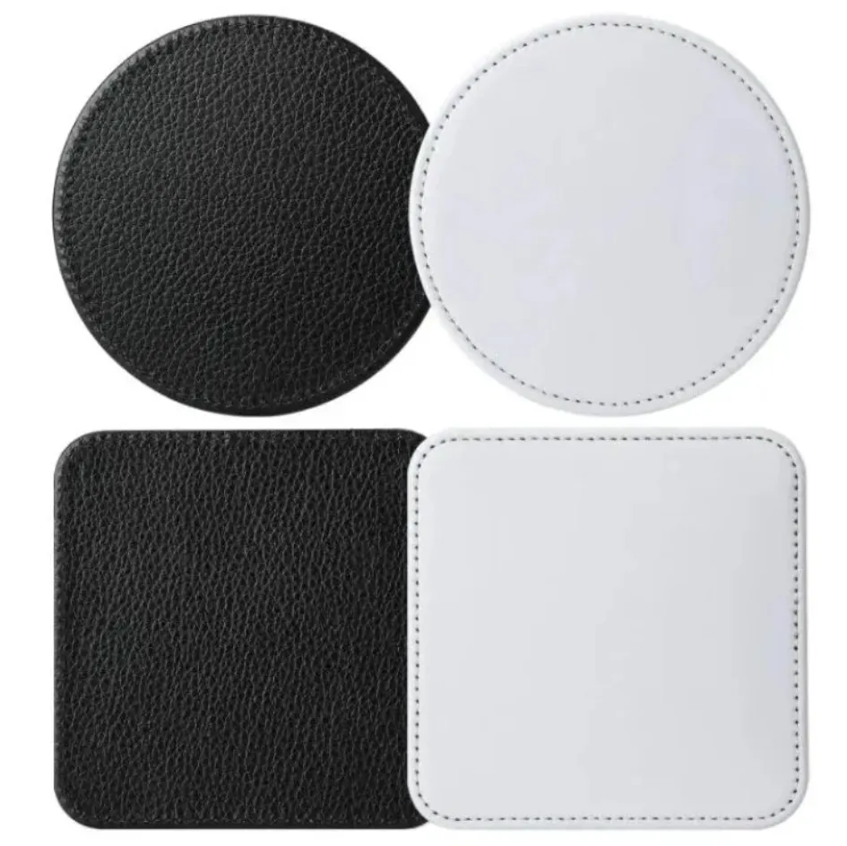 DHgate.com:PU Leather Sublimation Blank Cup Coaster Mats for Drinks ...