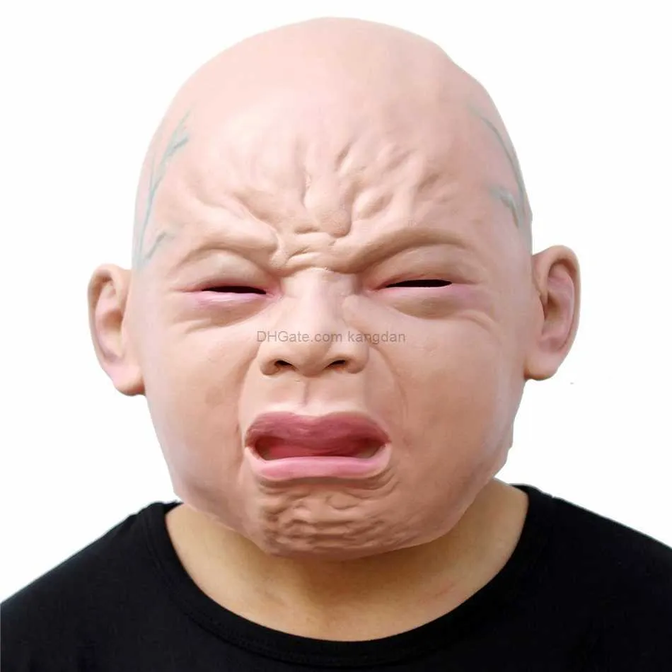 Creepy Cry Baby Face Mask Latex Rubber Halloween Costume Mask For ...