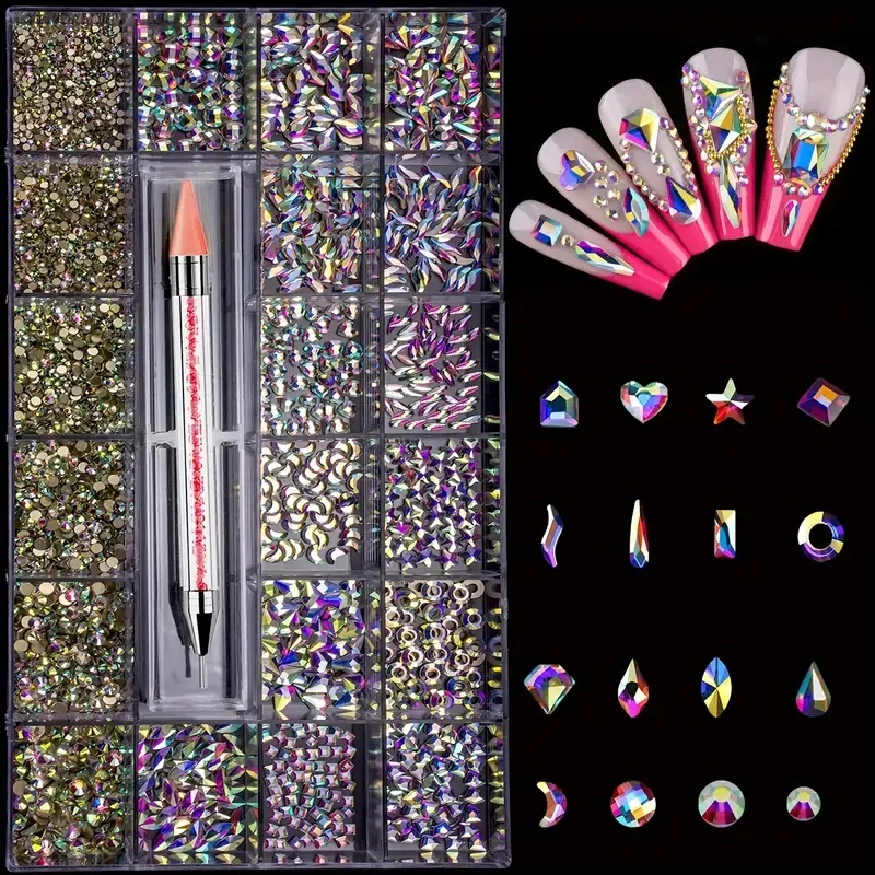 DHgate.com:Nail Art Rhinestones Kit 7600pcs Multi Shapes Glass Crystal ...