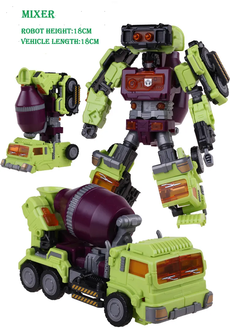 NBK 3349 Green Transformer Toy: 6 In 1 Combiner Robot Action Figure ...
