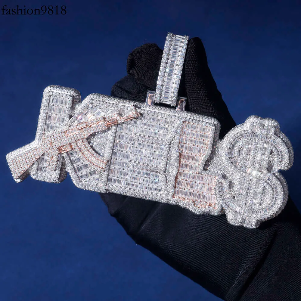 Custom Iced Out Sier Letter Pendant, Vvs Moissanite, Hip Hop Necklace ...