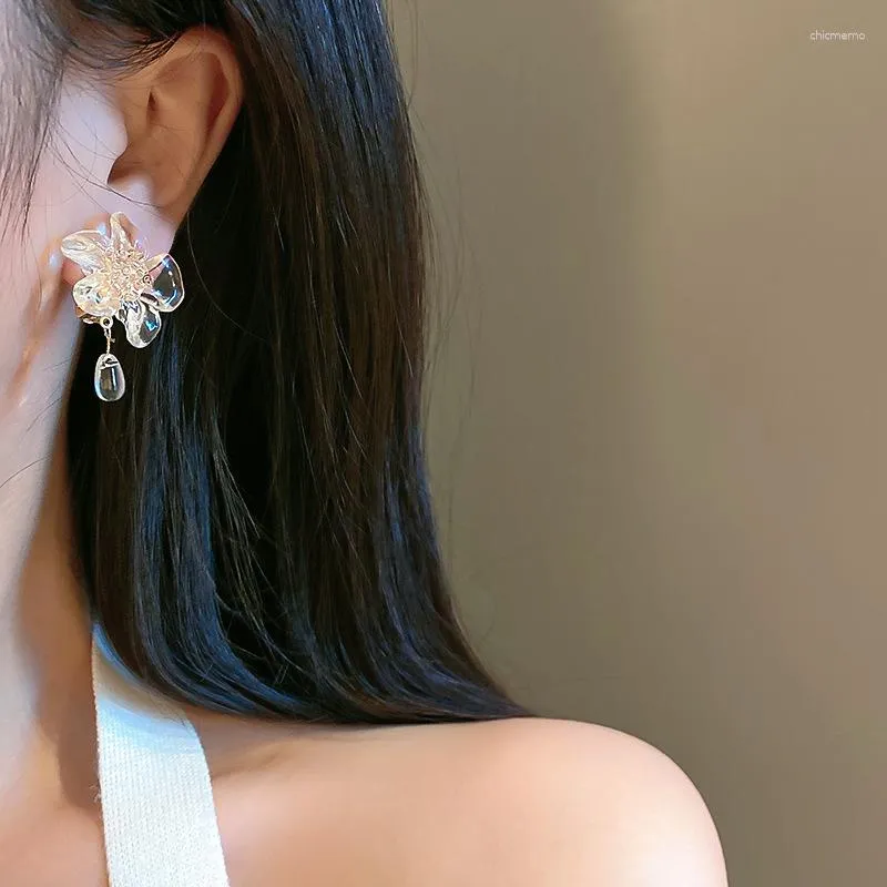 Crystal Flower Ear Cuffs - No Piercing Needed! Transparent Acrylic Clip ...