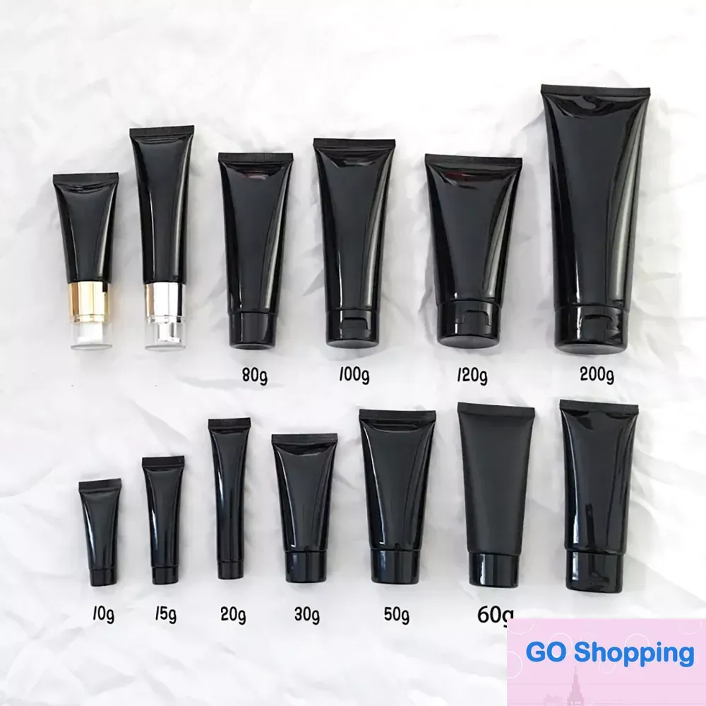 Lotion Tube Containers: Black Plastic Soft Bottle Squeeze Tubes For ...