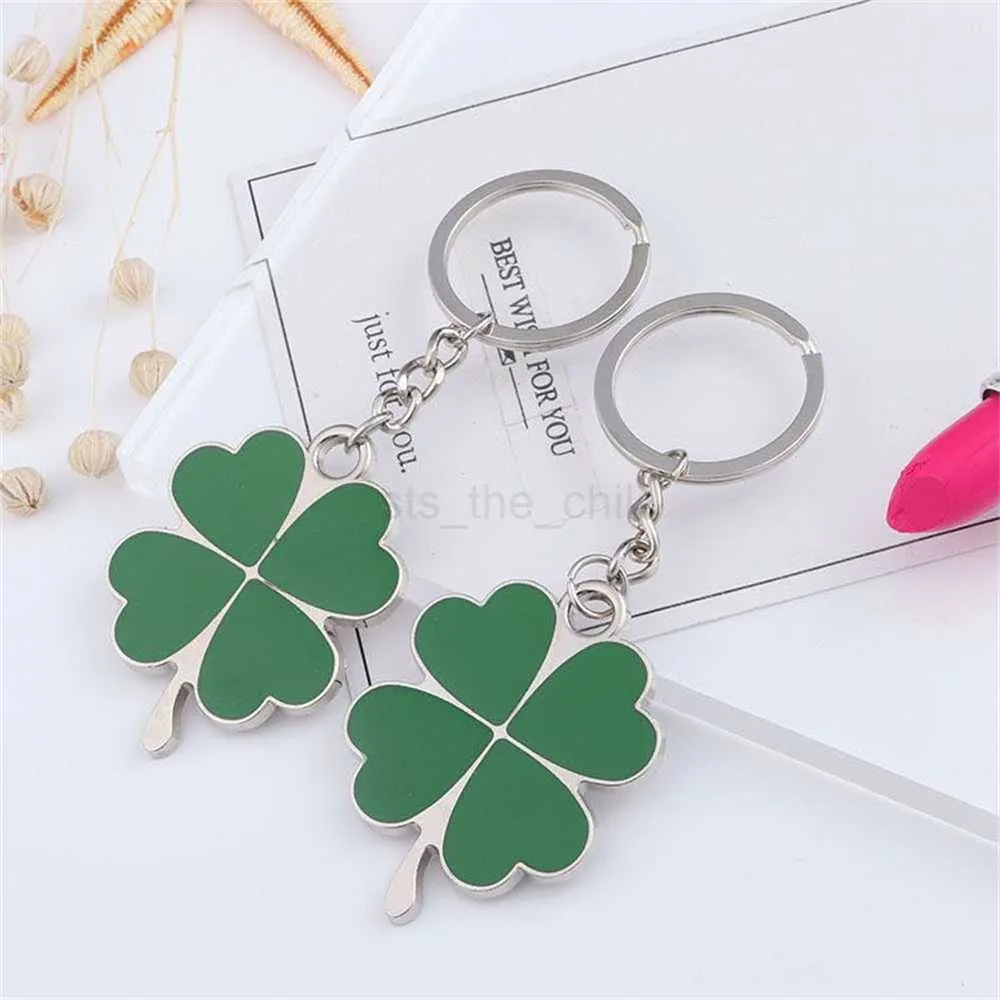 Lucky Clover Keychain - Green Four Leaf Charm Keyring, Metal Key Holder ...