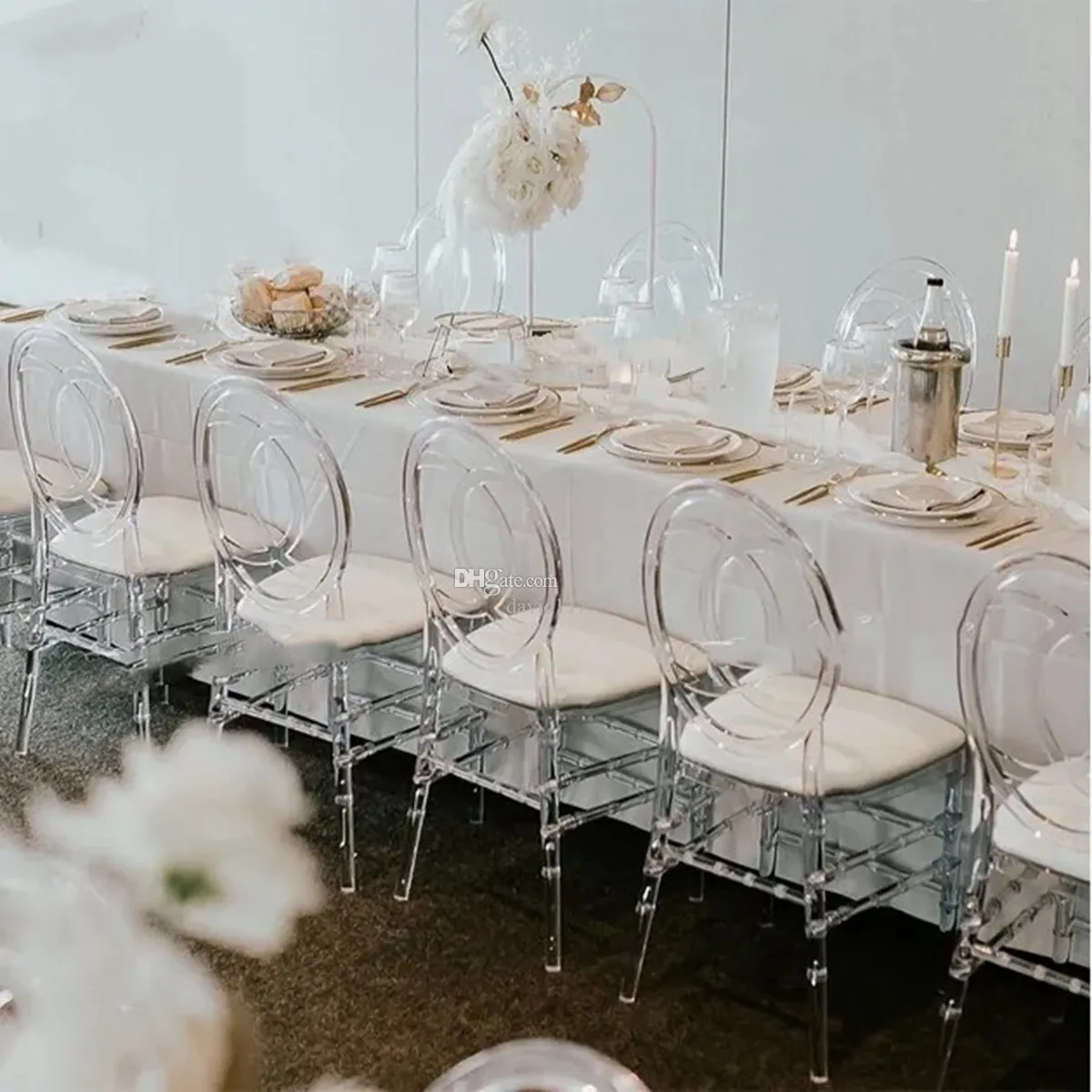 Modern Design Crystal Clear Cross Back Plastic Chair... From David137 ...