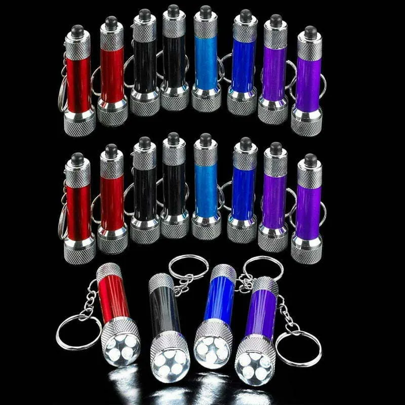 24 Pack Mini LED Flashlight Keychains - Assorted Colors, Portable ...