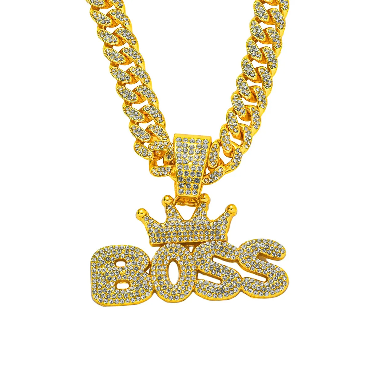 Shiny Hip Hop Mens Rapper Diamond Cuban Chain With Pendant With Cork ...