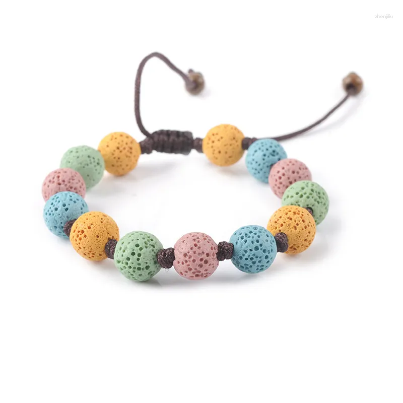 DHgate.com:5pcs 10mm Colored Lava Stone Mori Style Bracelet, Adjustable ...