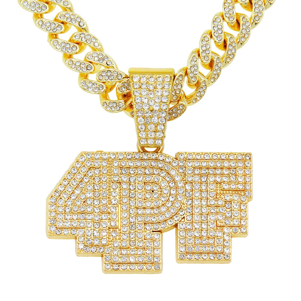 Hip Hop Mens Diamond Cuban Chain With Pendant With Shiny 4PF Letters ...