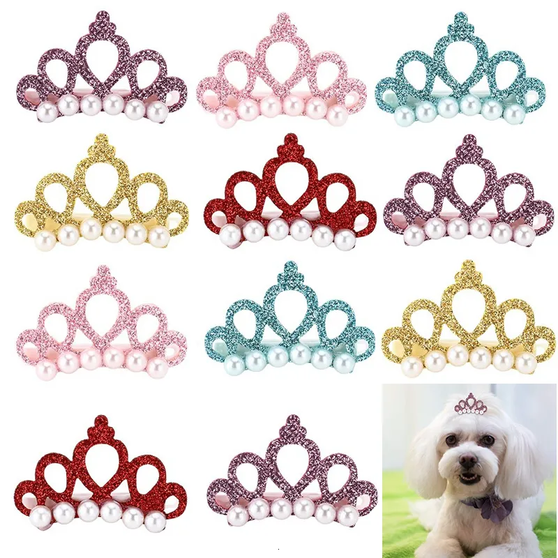 DHgate.com:Pet Hair Clips 50/100pcs Faux Pearl Crown Hairpins for Dogs ...
