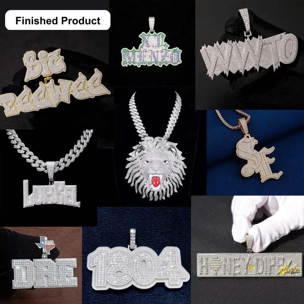 Custom Iced Out Sier Letter Pendant, Vvs Moissanite, Hip Hop Necklace ...