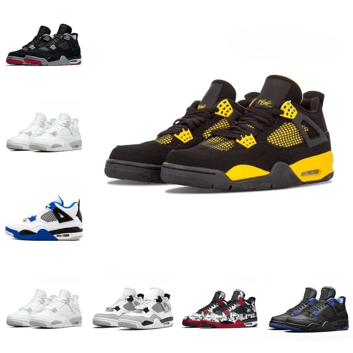 Jumpman 4 Retro High Top Sneakers For Men And Women Black Cat, Bred ...