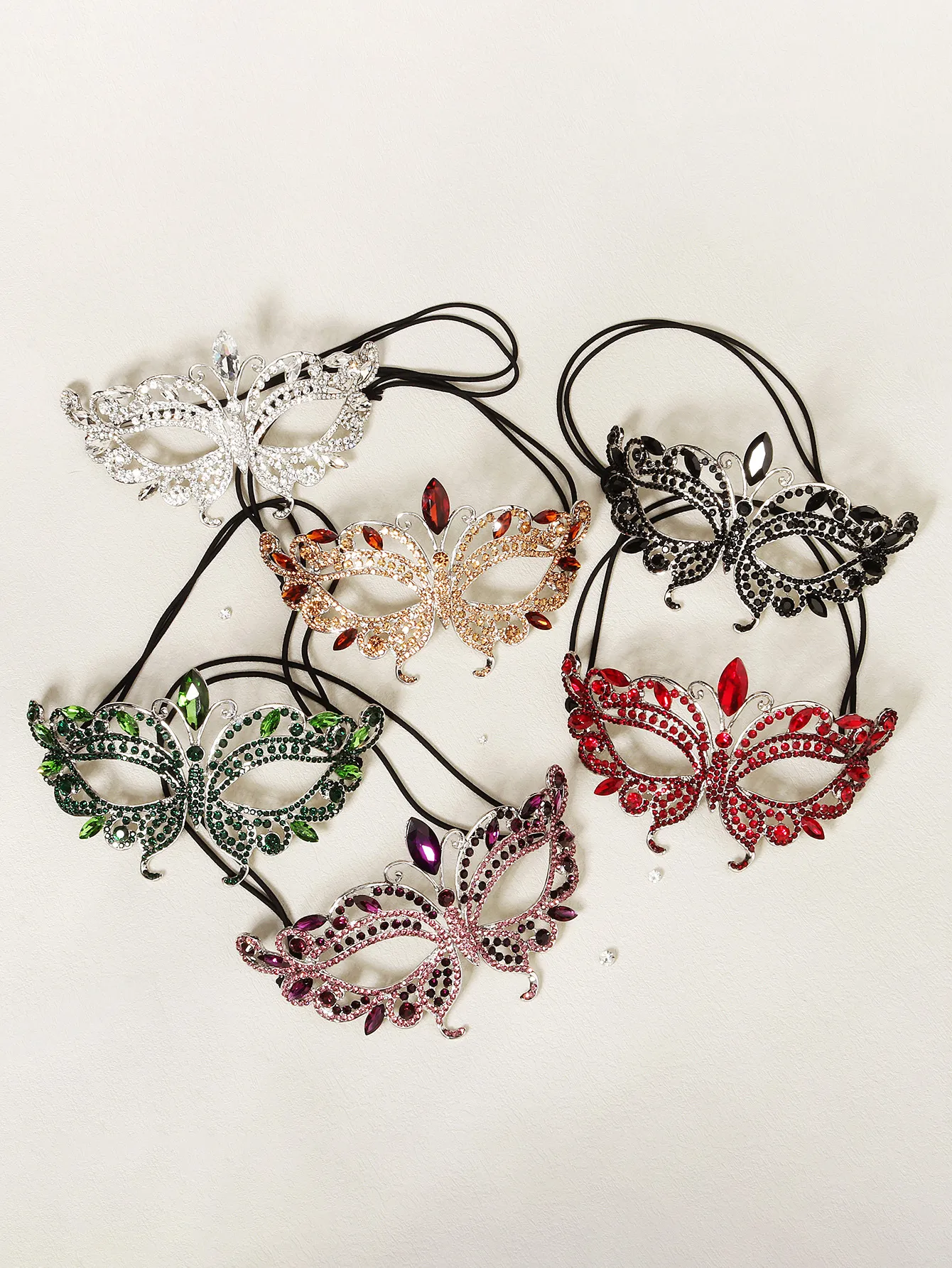 2024 Rhinestone Masquerade Mask - Gold/Silver/Purple/Green Laser Cut ...