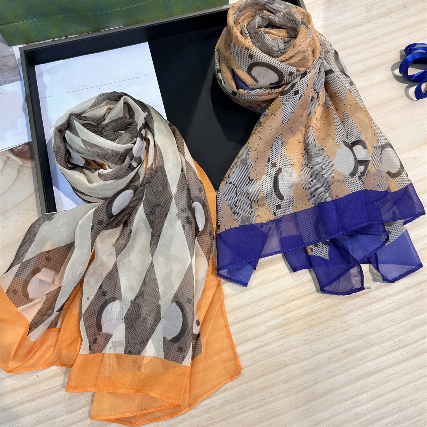 Fashion Designer Silk Satin Scarf Wraps for Women, Letter Scarves Soft ...