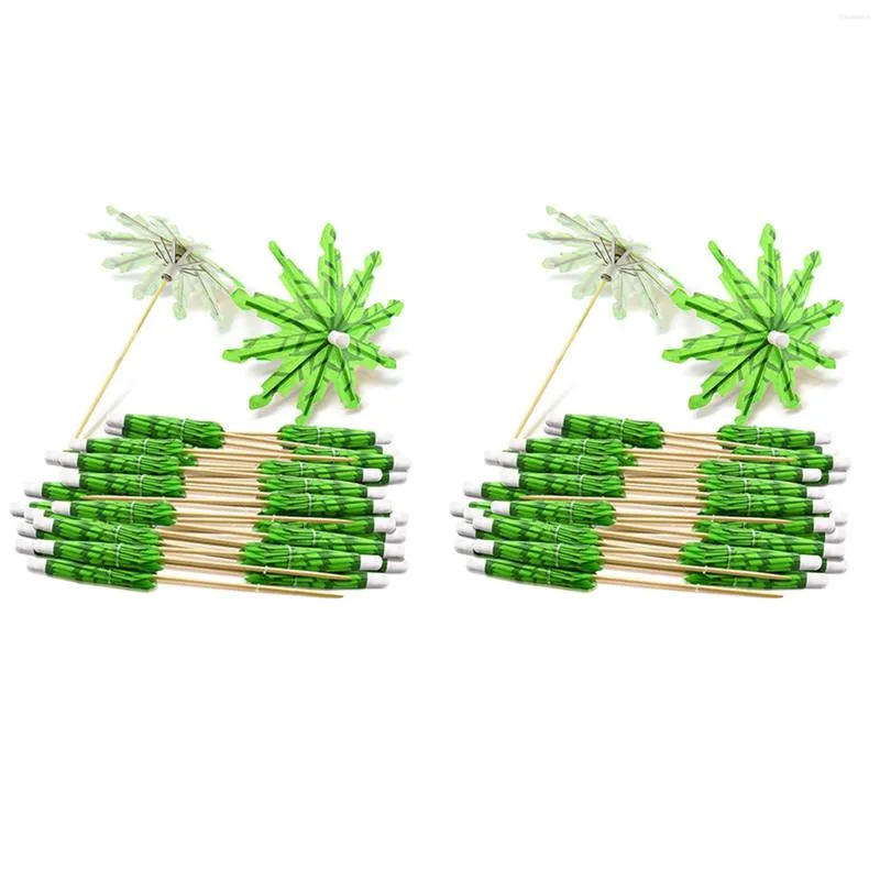 DHgate.com:Forks 80X Green Coconut Tree Toothpicks Paper Umbrellas ...