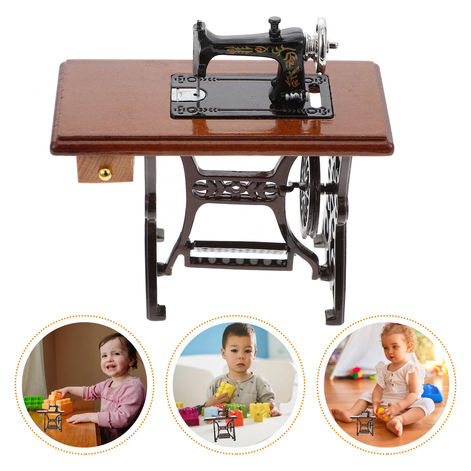 DHgate.com:Mini Wooden Sewing Machine Dollhouse Furniture, 1:12 Scale ...