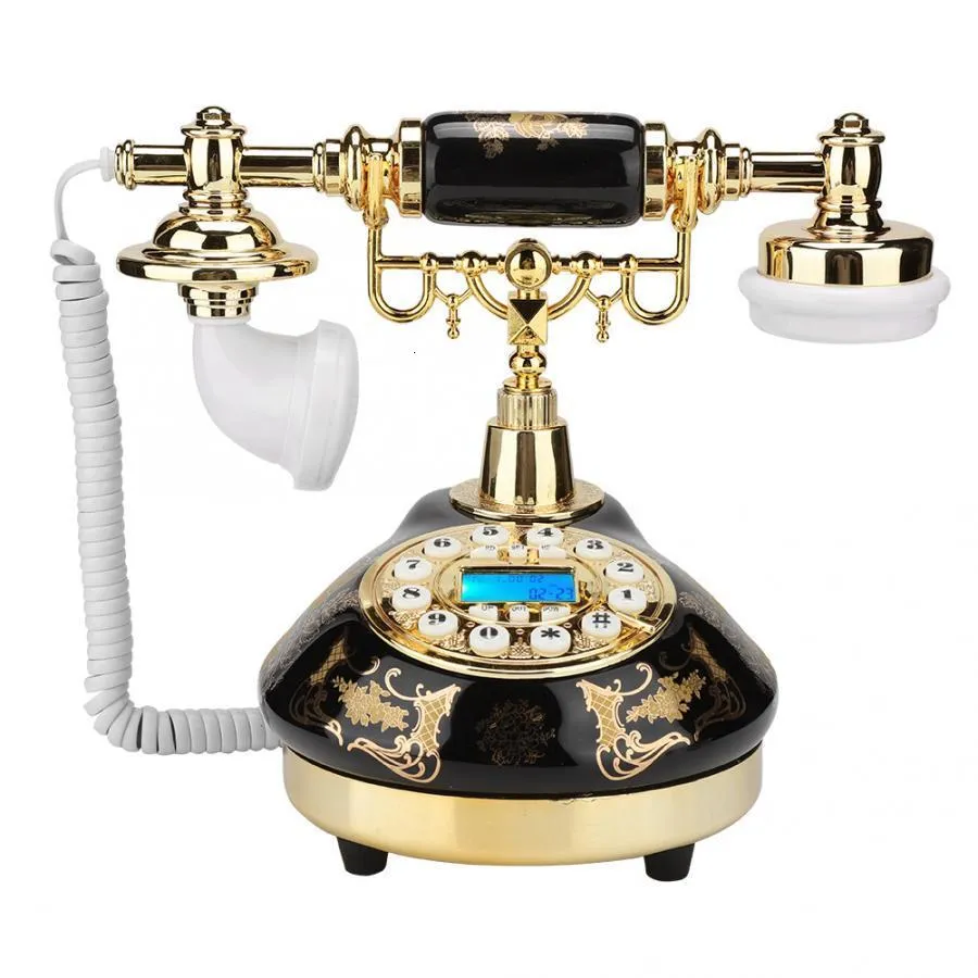 Ceramic Retro Classic Landline Telephone with Curly Cord for Home and ...