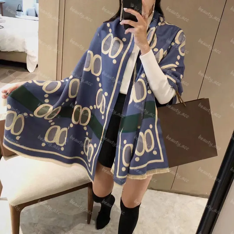 Stylish Women's Cashmere Scarf Full Letter Printed Scarves Soft Warm ...