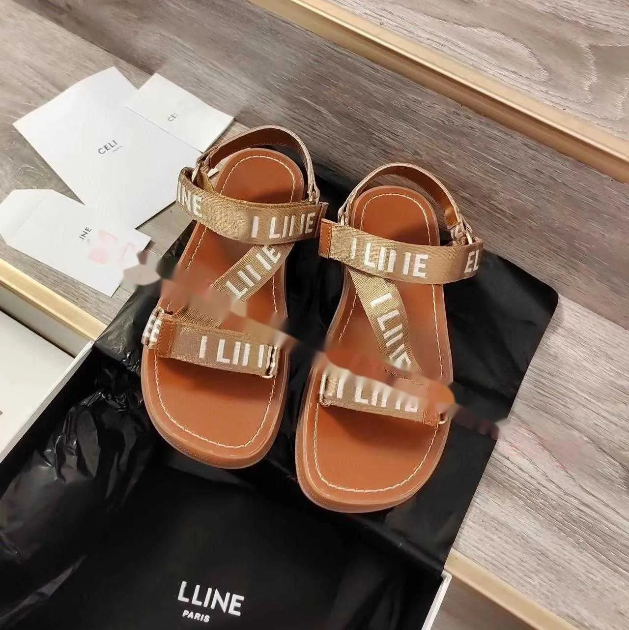 LEO Designer Sandals Slides - Calfskin Leather Strappy Sandals with ...