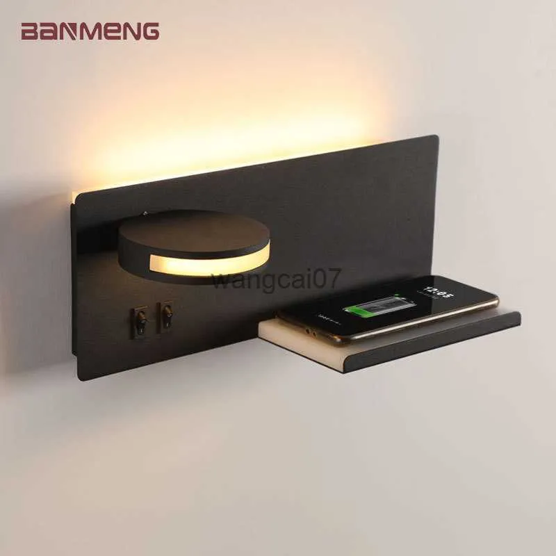 Modern Wireless Wall Mounted Bedside Lamp With LED, USB Charging ...