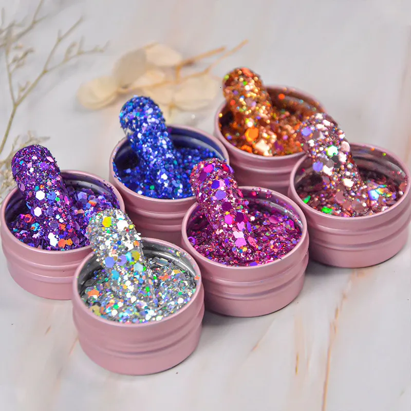 DIY Chrome Powder Sequins, Silver Hexagon Chunky Flakes for Nail Art ...