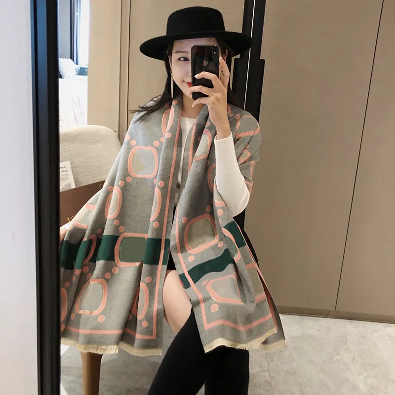 Stylish Women's Cashmere Scarf Full Letter Printed Scarves Soft Warm ...