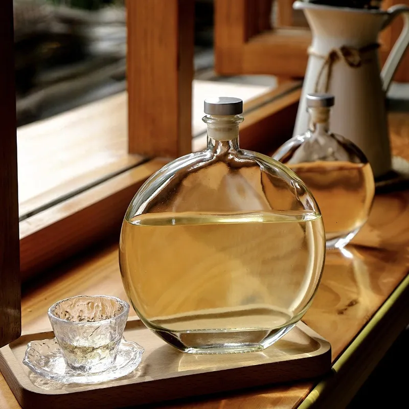 Glass Hip Flask Bottle 250/500ML Red Wine/Fruit Sealing Transparent ...