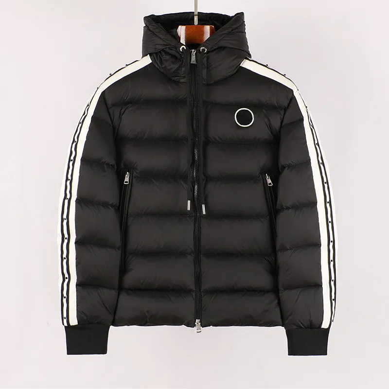 Sleeve Stripe Rivet Mens Down Jacket Chest Flocking Badge Puffer Jacket ...