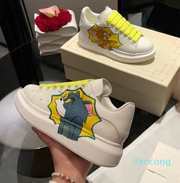 Shoes Cartoons Platform Sneakers: Real Leather Lace-Up Shimmer Women's ...