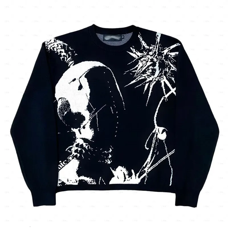 Y2K Men's Graphic Knit Sweater Mens Vintage Graphic Top, Loose Fit ...