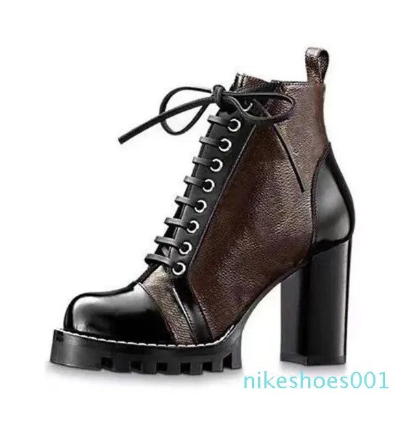 2023 Boot Leather Leather Leate Lace Up Fashion Lady Swiceed Heeled ...