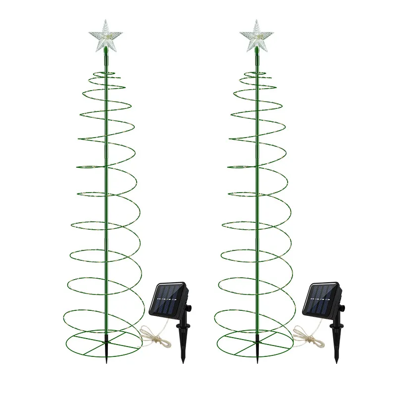 Outdoor Solar Spiral Christmas Tree Pathway Solar Christmas Lights ...