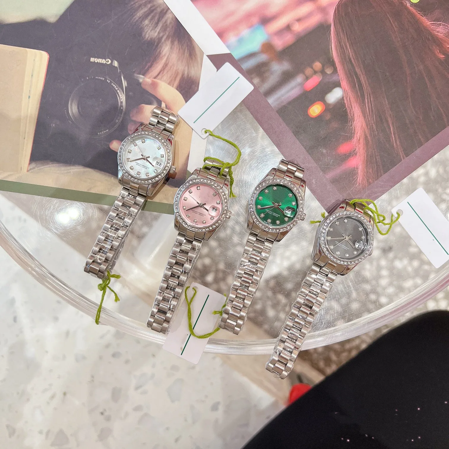 Designer Diamond Gold Women's Ladies Watches Top Brand 28mm Wristladies ...