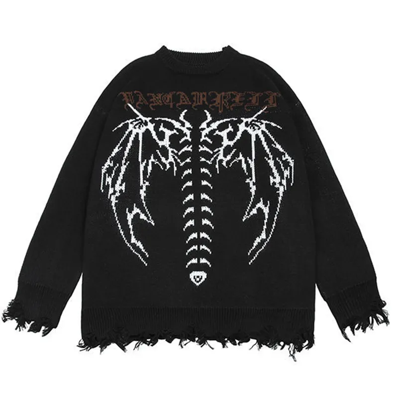 DHgate.com:Oversized Vintage Gothic Knitted Sweater for Mens Winter ...
